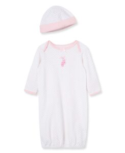 little me baby girls hat set infant and toddler nightgowns, white/pink, 0-3 months us