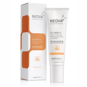 neova smartskincare silc sheer 2.0 tinted sunscreen 2.5 fl oz | broad spectrum spf 40 | up to 80 min. water resistance | oil & fragrance free | for all skin types