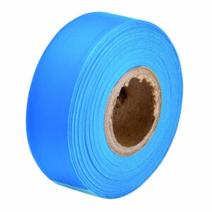 brady fluorescent blue flagging tape for boundaries and hazardous areas - non-adhesive tape, 1.188" width, 150' length (pack of 1) - 58351