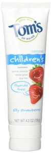 tom's of maine, natural flouride free toothpaste for children, silly strawberry, .4.2 oz