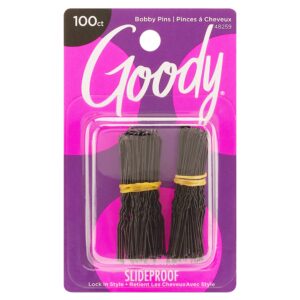 goody styling hair bobby pins - 100 count, black - slideproof and lock-in place - suitable for all hair types - pain-free hair accessories for women and girls - all day comfort