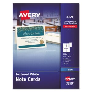 avery 3379 inkjet note cards, w/envelopes, 4-1/4-inch x5-1/2-inch, 50/bx, we