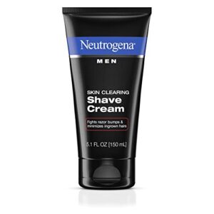 neutrogena men skin clearing shave cream, oil-free shaving cream to help prevent razor bumps & ingrown hairs, 5.1 fl. oz