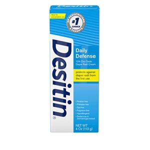 desitin daily defense baby diaper rash cream with zinc oxide to treat, relieve & prevent diaper rash, 4 oz