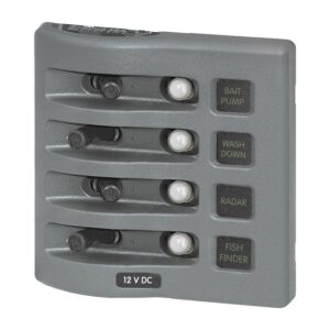 blue sea 4374 weatherdeck water resistant circuit breaker panel - 4 position - grey