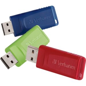 verbatim 4gb store 'n' go usb flash drive - pc / mac compatible - 3pk - red, green, blue