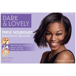 softsheen-carson dark and lovely triple nourished silkening no-lye relaxer with shea butter, super