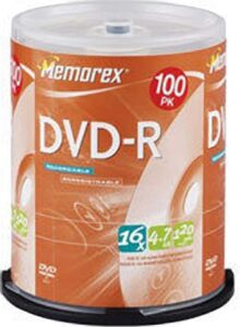 memorex 100pk dvd-r 16x 4.7gb