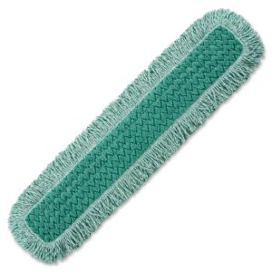 rubbermaid commercial products hygen 36 inch microfiber dust pad with fringe, green, for janitorial/professional cleaners and heavy-duty industrial cleaning/dusting/sweeping