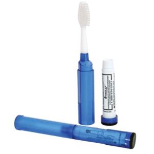 travel toothbrush with refillable travel-sized toothpaste tube and protective case - toob brush