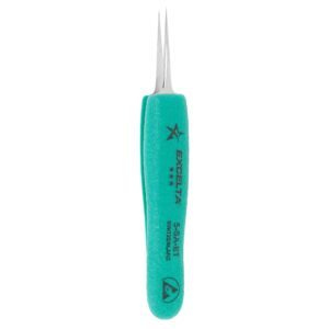 excelta 5-sa-et straight tapered ultra-fine pointed tweezers, 4.75 inch, ergo-tweeze soft cushioned grips, made of neverust stainless steel, ideal for microscopy, professional