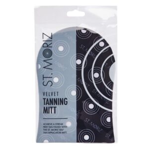 st moriz velvet self tanning mitt - reusable self tanner applicator glove for even self tan coverage & streak free finish - use with any self tanner mousse, mist, lotion - self tan mitt - pack of 1