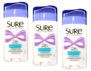 sure deodorant 2.6oz invisible solid unscented (pack of 3)