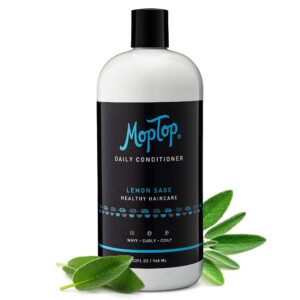 moptop salon daily conditioner, all hair types - dry, thick, wavy, curly & kinky-coily, color treated & natural hair, made w/aloe & honey, reduce frizz, smooth silky hair, 32oz