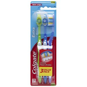 colgate extra clean full head toothbrush, medium - 3 count (pack of 1)