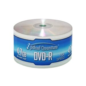 optical quantum oqdmr16st-50sp 16x 4.7 gb dvd-r recordable shiny silver 50-disc spindle