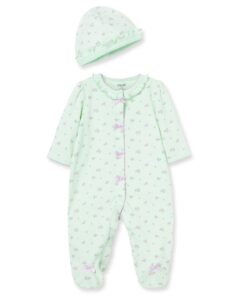 little me baby clothes & outfits - girls one piece hat & footed sleeper pajamas - 3 months, petite rose