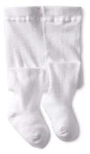 jefferies socks baby-girls infant seamless organic cotton tights, white, 6-18 months