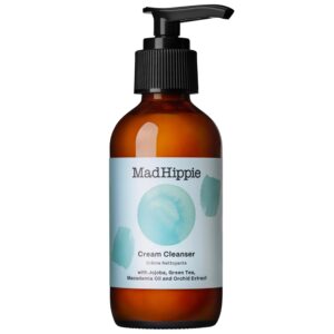 mad hippie cream cleanser - hydrating facial cleanser with jojoba oil, green tea, orchid extract, and hyaluronic acid, gentle face cleanser for dry, sensitive skin, 4 fl oz