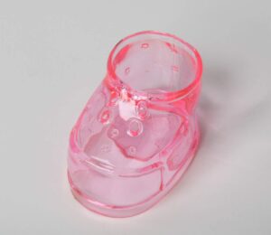 pack of 24 clear pink plastic baby booties baby shower favors - baby girl booties for baby shower decorations and diy craft projects (size: 3" l x 1-3/4" w)