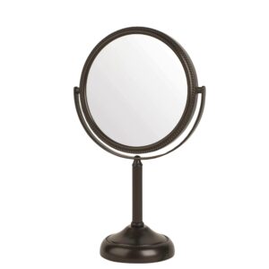 jerdon two-sided tabletop makeup vanity mirror - 10x-1x magnification & swivel design - 6-inch diameter portable mirror - bronze finish - model jp910bzp