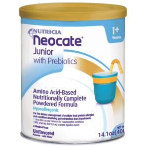 nutricia neocate junior - hypoallergenic, dairy-free, amino acid-based formula - formula for 1+ years - for toddlers, kids & teens - powdered formula - unflavored - 14.1 oz can (case of 1)