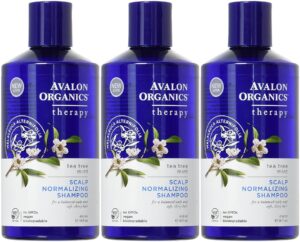 avalon organics scalp normalizing shampoo, tea tree mint therapy 14 oz (pack of 3)