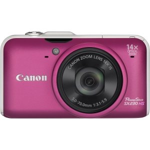 canon powershot sx230 hs 12.1 megapixel compact camera - red. powershot sx230 hs red 12.1mp 14x opt zoom 3in lcd 1080p hd video camera. 3' lcd - 14x optical zoom - optical (is) - 4000 x 3000 image - 1920 x 1080 video - quicktime mov - hdmi - pictbridge