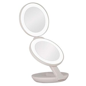 zadro 4.5" round led compact mirror 10x/1x travel mirror with lights and magnification 3 aaa batteries led makeup mirror