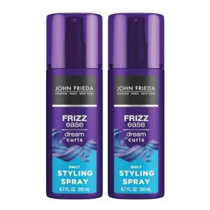 john frieda anti frizz, frizz ease dream curls daily styling spray for curly hair, revitalizes natural curls, 2-6.7 oz