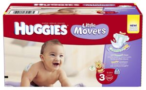 huggies little movers diapers, ebulk, size 3, 222 count (packaging may vary)