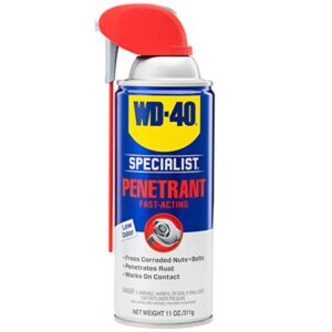 wd-40 specialist penetrant with smart straw, penetrant for metal, rubber and plastic threads, locks and nuts, industrial strength fast-acting formula, 11 oz.