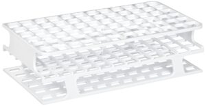 heathrow scientific hs27552a onerack tube rack, full size, polypropylene (pp), 16mm, 72 wells, white (pack of 8)