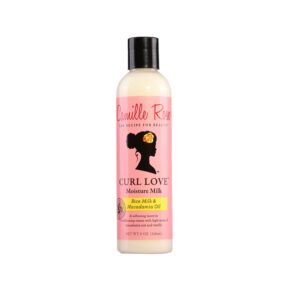 camille rose curl love moisture milk leave-in conditioner, with rice milk and macadamia oil to soften, smooth and detangle curly hair, 8 oz