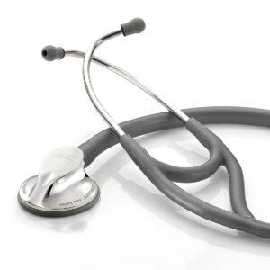 adc adscope 600 platinum series cardiology stethoscope with tunable afd technology, metallic gray