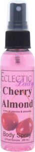 cherry almond body spray, 2 ounces, body mist for women with clean, light & gentle fragrance, long lasting perfume with comforting scent for men & women, cologne with soft, subtle aroma for daily use