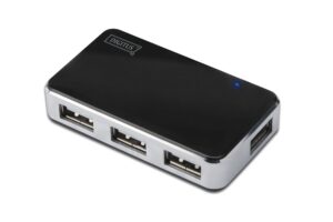 digitus usb hub - 4 ports - high-speed usb 2.0-480 mbit/s - plug&play - connection cable 66 cm - black