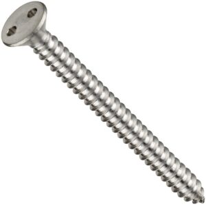 18-8 stainless steel sheet metal screw, plain finish, flat head, drilled spanner drive, type ab, 1-1/2" length, #8 threads, made in us (pack of 25)