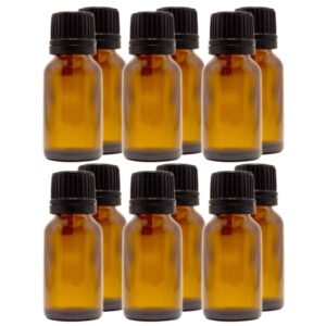 greenhealth 1/2oz (15ml) amber glass bottle with euro dropper, black cap (12 pcs)