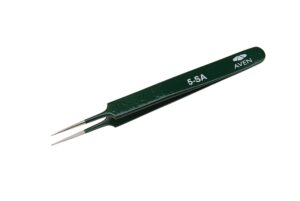 aven 18062ez e-z pik style 5 precision tweezer, stainless steel, 4-1/4" length