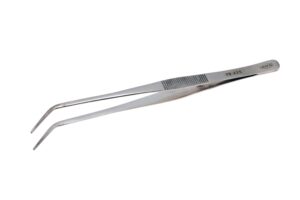 aven 18425 curved utility general purpose tweezers, stainless steel, 7" length, 20mm tip length, 2mm tip width