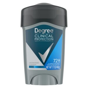 degree men antiperspirant deodorant clean 72-hour sweat & odor protection prescription-strength antiperspirant for men with motionsense technology 1.7 oz