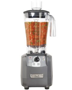 hamilton beach commercial hbf600 culinary blender, 3 hp, variable speed with chop function, 64 oz./1.8 l polycarbonate container, 19.98" height, 8.69" width, 8.19" length, grey