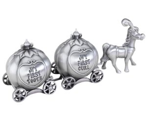 lillian rose keepsake pewter tooth and curl box, fairytale coach,2x5 inch (pack of 1)