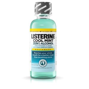 listerine antiseptic zero cavity mouthwash, clean mint, 3.2 ounce (pack of 24)