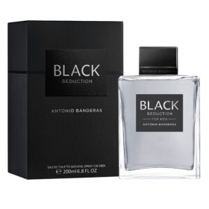 antonio banderas eau de toilette spray for men, seduction in black, 6.8 fl oz, clear