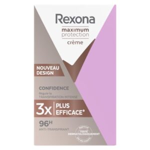 rexona maximum protection deodorant cream confidence anti-transpirant - 3x stronger against stress 96h, 45 ml