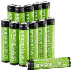 amazon basics 12-pack rechargeable aaa nimh performance batteries, 800 mah, recharge up to 1000x times, pre-charged