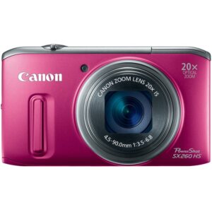 canon powershot sx260 hs 12.1 mp cmos digital camera with 20x image stabilized zoom 25mm wide-angle optical lens and 1080p hd video (red)