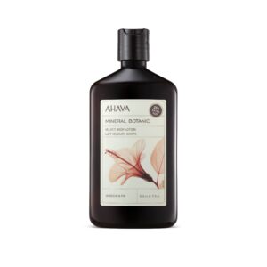 ahava mineral botanic velvet cream body lotion, hibiscus & fig - washes away dirt and impurities, relaxes, enriched with exfoliating hibiscus, malic & citric acid, fig & exclusive osmoter, 17 fl.oz